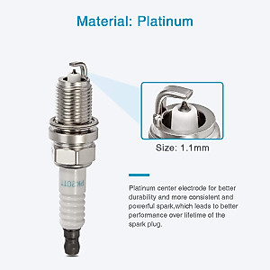 Vplus Platinum Spark Plug Set of 6, Replaces# 4504, PK20TT, S2000RC9YC, ZAP121200, ZM0218110