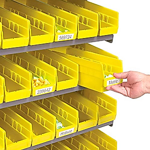 Global Industrial Floor Rack, 8 Shelves w/ (64) 4" W Yellow Bins, 33x12x61