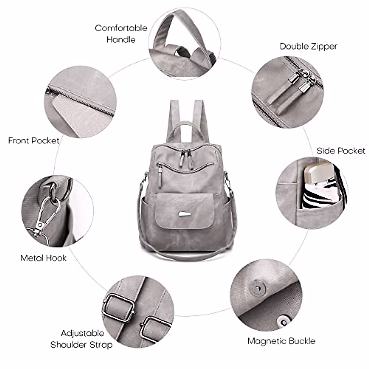 Konelia PU Leather Backpack Purse for Women Fashion Multipurpose Design Handbag Ladies Shoulder Bags Travel Backpack Brown