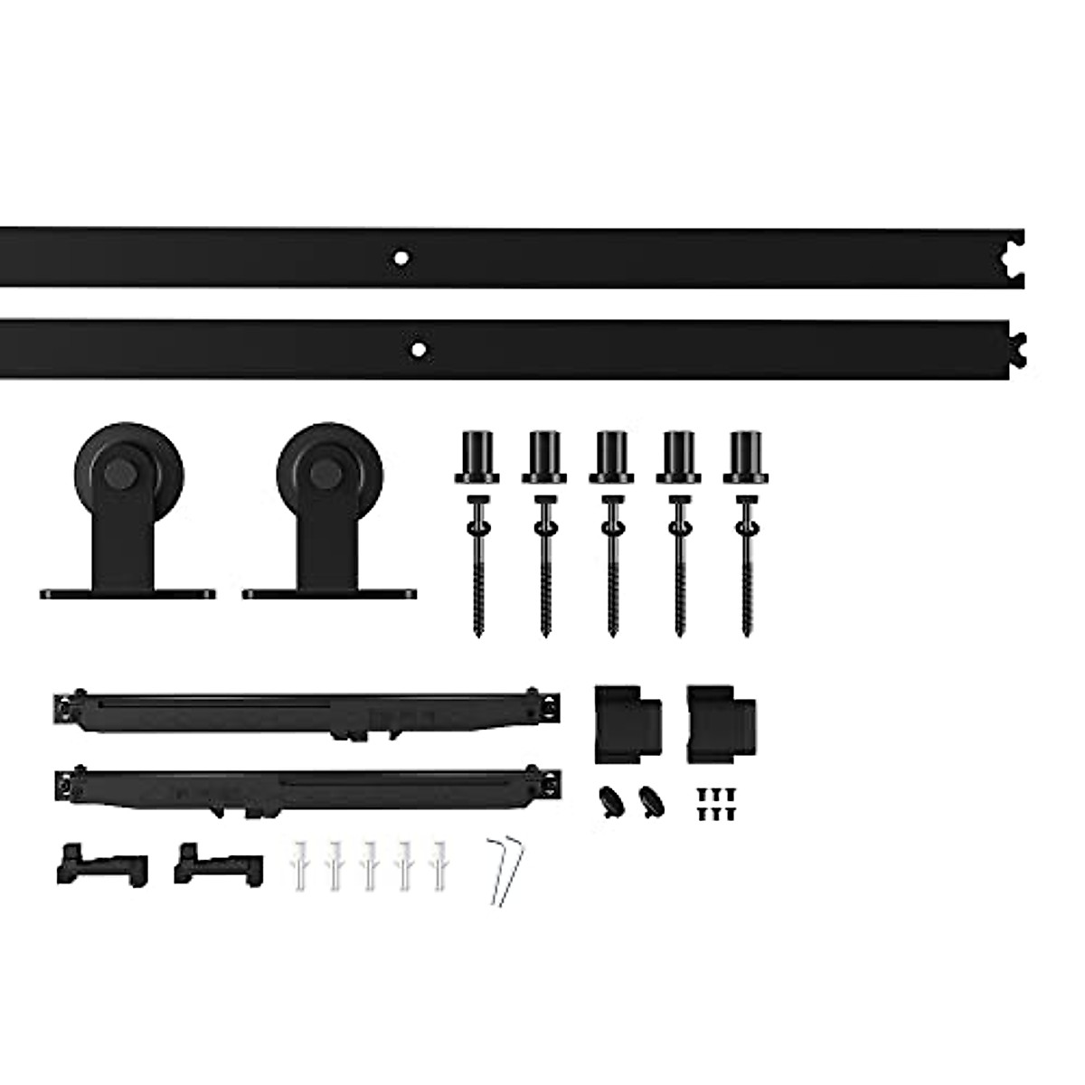 BARNSMITH 42in x 84in Frosted Glass Barn Door with 7FT Top Mounted Hardware kit Soft Close Mechanism DIY 15 Lites Tempered Modern Aluminum Sliding Glass Door Slab Disassembled Easy Installation
