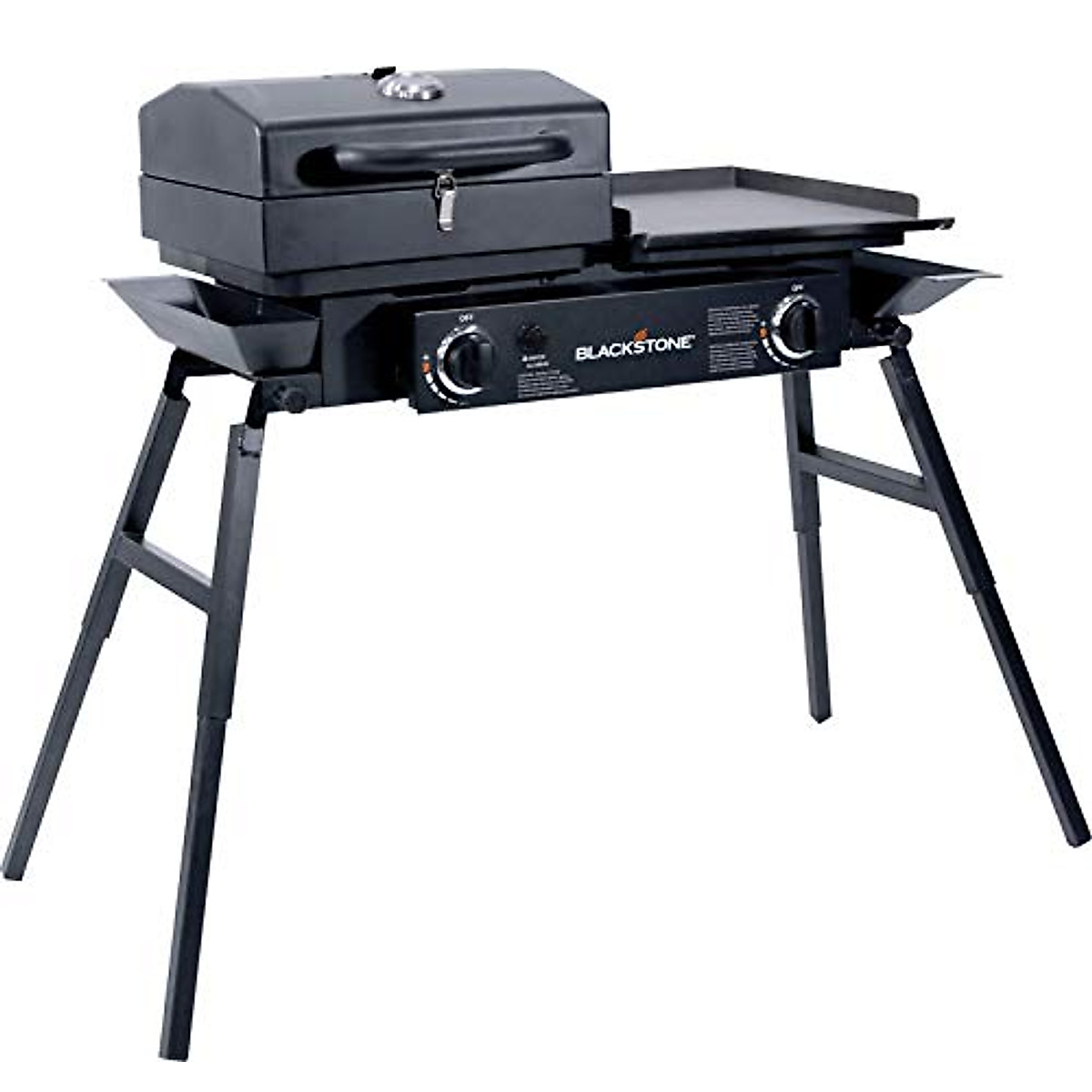 Blackstone Tailgater Stainless Steel 2 Burner Portable Gas Grill and Griddle Combo Total 35,000 BTUs for Indoor or Backyard, Outdoor, Patio, Picnic, Garden Cooking