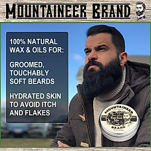 Mountaineer Brand Beard Grooming Care Kit for Men, Beard Oil (2oz), Conditioning Balm (2oz), Wash (4oz), Brush, WV Pine Tar Scent
