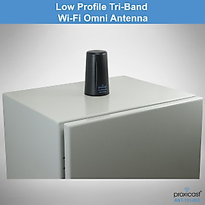 Proxicast Indoor/Outdoor Omnidirectional WiFi Antenna - Tri-Band 2.4/5.8/6 GHz - 3-5 dBi Gain - Vandal Resistant Low Profile Fixed Through-Hole Mount - 10 ft Coax Lead w/RP-SMA (ANT-131-002)