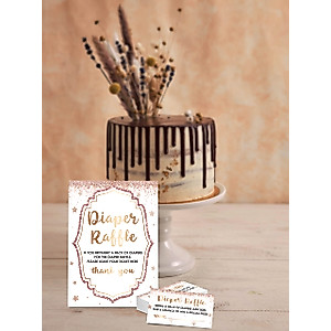 Diaper Raffle Baby Shower Game Set(1 Standing Sign + 50 Guessing Cards), A Little Princess Diaper Raffle Tickets for Baby Shower, Pink and Gold Baby Shower Party Favor Decor - B13