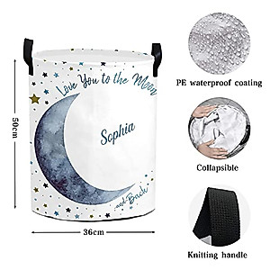 Love You to the Moon and Back Laundry Basket Hamper Large Storage Bin with Handles for Gift Baskets, Bedroom, Clothes