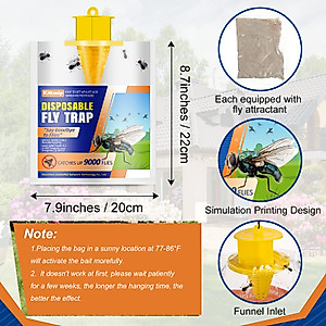 Kittmip 16 Pack Fly Traps Outdoor Fly Bags Fly Catchers Outdoors Disposable Outdoor Hanging Fly Killer Flying Insect Trap for Outdoor Indoor Home Patio
