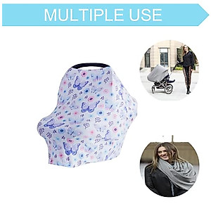 Baby Car Seat Covers Canopy Cover, Stretchy Car Seat Covers for Babies, Soft Jersey Nursing Breastfeeding Cover, Multi-use Cover Infant Carseat Canopy, Baby Boys & Girls Shower Gifts (Butterfly)