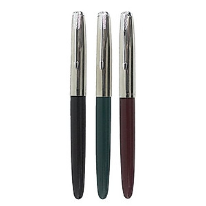 SIPLIV 3PCS Classic Fountain Pen Hero 616, in 3 Colors, Silver Trim
