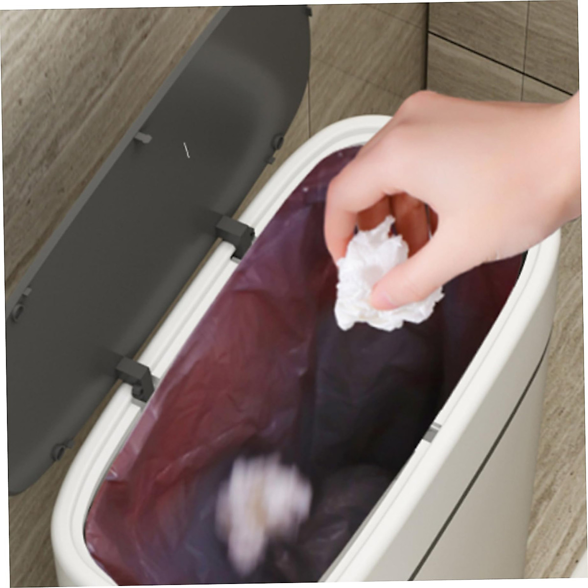 NewGtuizi Bathroom Trash Can|Bathroom Bin with Toilet Brush Holder 14L Slim Trash Can White Wastebasket Garbage Bin with Press Top Lid for Kitchen