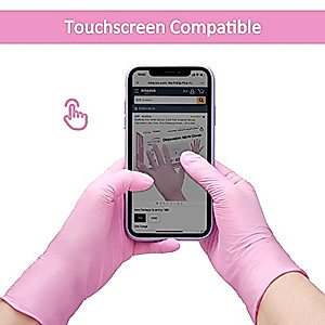 SwiftGrip Pink Disposable Gloves, Medical exam Gloves Disposable Latex Free, Gloves for Cleaning & Esthetician, Pink Rubber Gloves, Pink Cleaning Gloves, Powder-Free, 100-ct Box (XL)