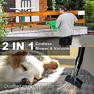 Tegatok Cordless Leaf Blower and Vacuum Cleaner, 2-in-1 Leaf Blower Cordless with Battery and Charger, Lightweight Multifunctional Mini Leaf Blower Kit, Electric Leaf Blowers for Lawn Care, Dust