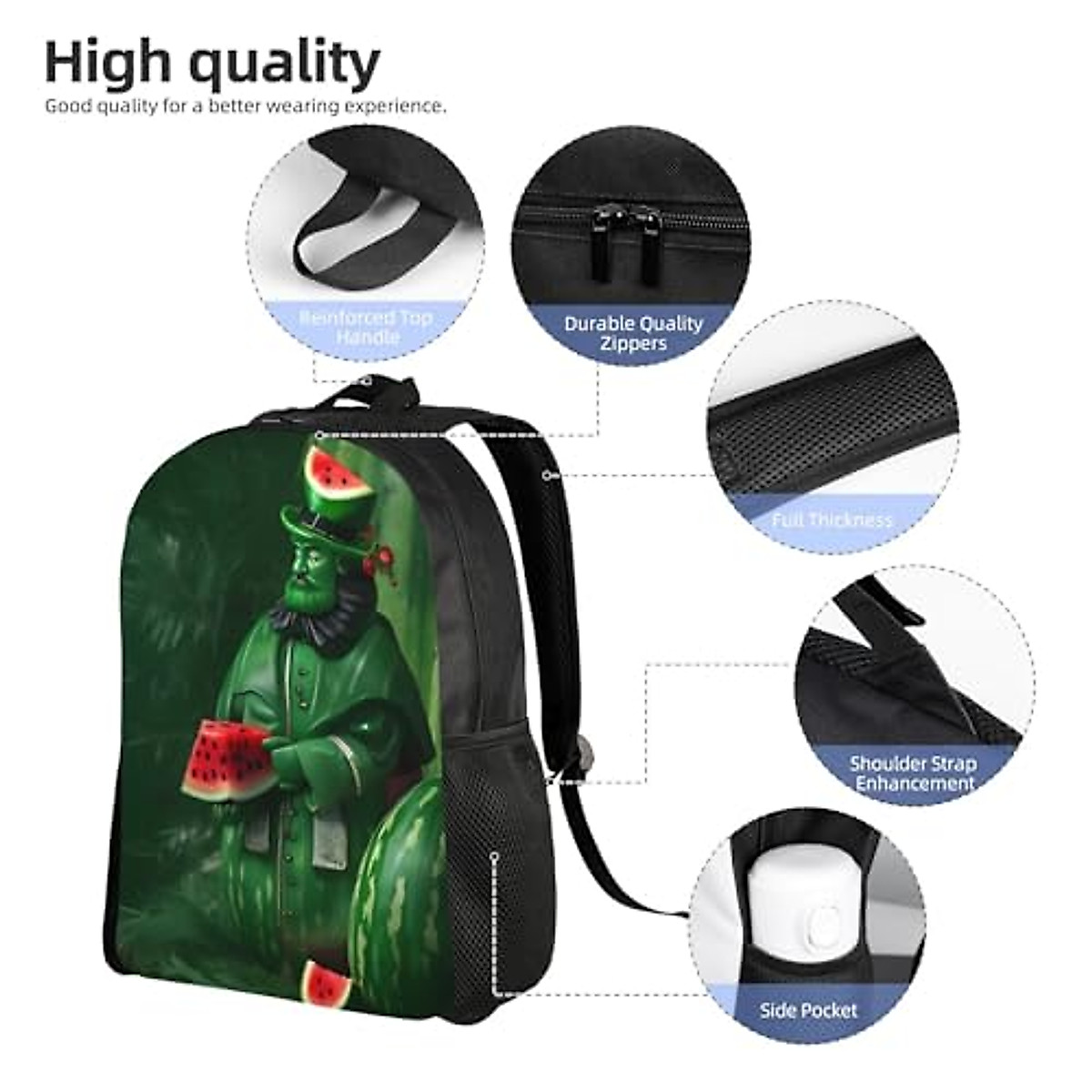 AthuAh Patrick'S Watermelon Festival Large Capacity Travel Backpack, *Casual Backpack, Adjustable Shoulder Strap, Suitable For Men And Women