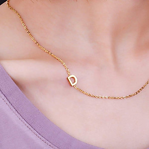 AILIN Custom Dainty Sideways Initial Necklace 925 Sterling Silver Personalized Alphabet 26 A-Z Letter Pendant Birthday Christmas Gifts For Women Mother