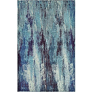 Unique Loom Jardin Collection Colorful, Vibrant, Abstract Watercolor Area Rug, 5' 1" x 8' Rectangle, Blue/Gray