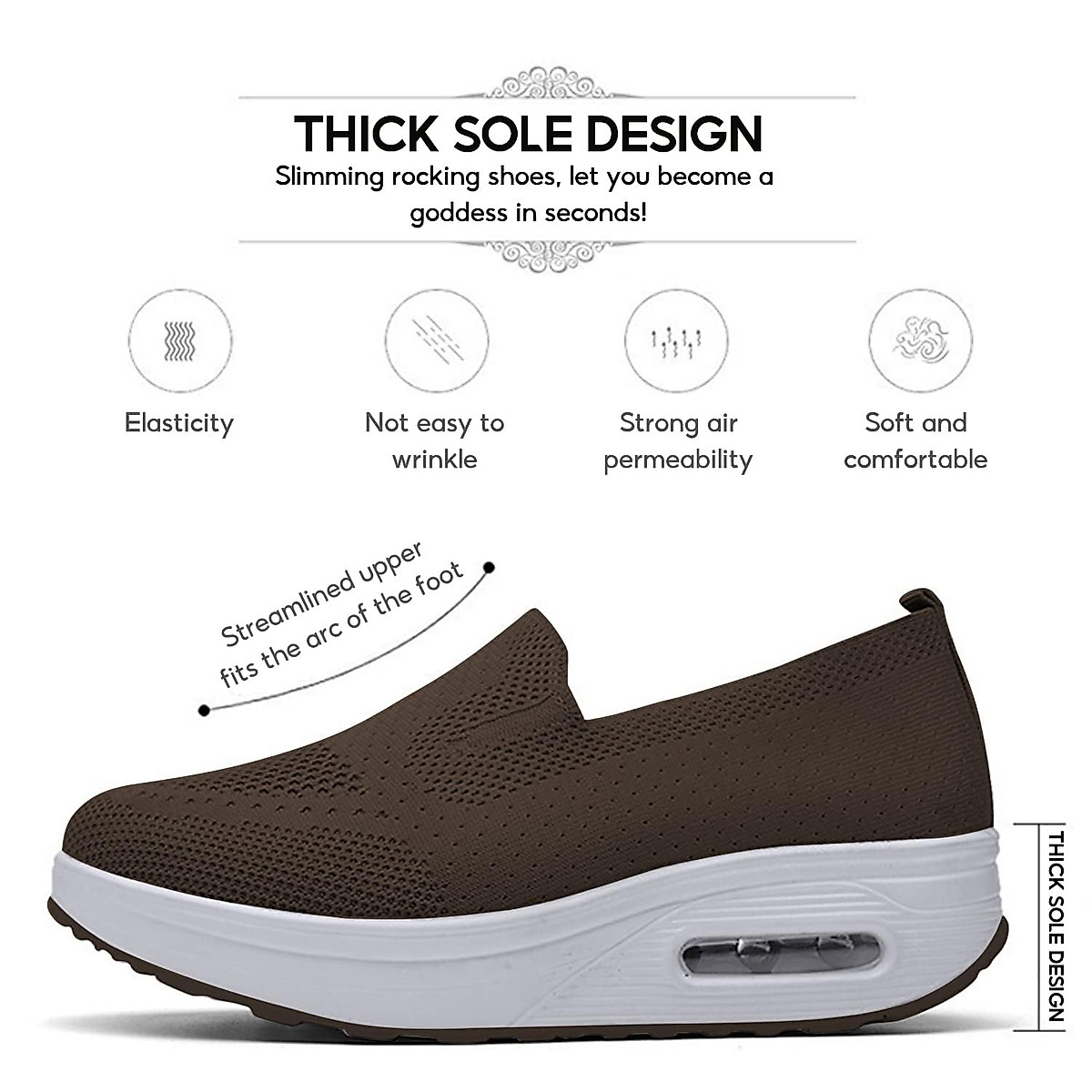 zebiceg Fitsshoes Women Orthopedic Sneakers, Detectionk Orthopedic Sneakers, Slip-On Light Air Cushion Orthopedic Sneakers, Orthopedic Shoes for Women, Provide Arch Support (Brown,9)