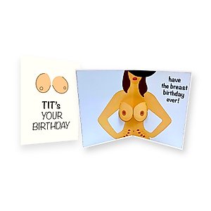 Dirty Pop Up Birthday Cards – Tits Your Birthday – Funny 3D Popup Card, Gift for Husband, Dad, Friend, Bday and Every Tits Lover - 1 Card 5 x 7 inch, 1 Notepaper, 1 Envelope (Tit's Your Birthday)