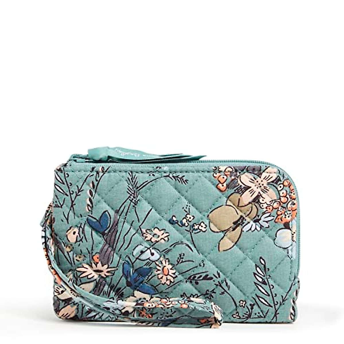 Vera Bradley Women's Cotton Double Zip ID Case Wallet With RFID Protection, Sunlit Garden Sage - Recycled Cotton, One Size