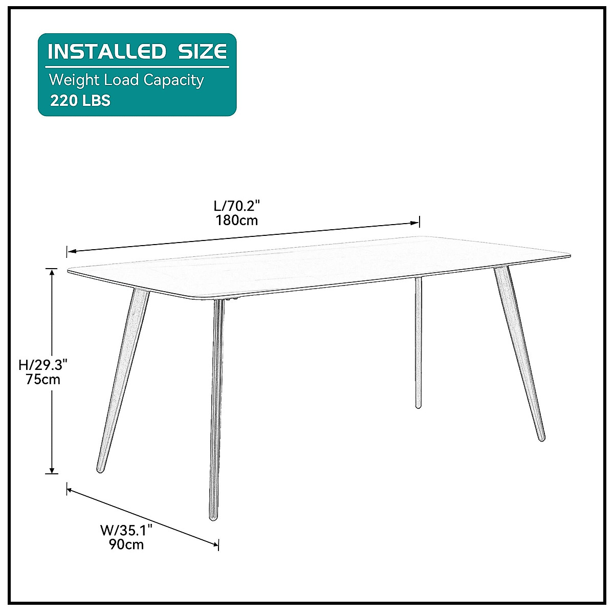 kevinplus 70'' White Dining Table Slate Kitchen Dining Table with Sintered Stone Top, Modern Mid-Century Rectangular Conference Table for Office, Living Room Dinner Table, Metal Legs, White & Gold