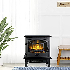 TURBRO Suburbs 20 Inches Infrared Electric Fireplace Stove, 1400W Freestanding Fireplace Heater with Overheating Safety Protection, Portable Indoor Space Heater, Black