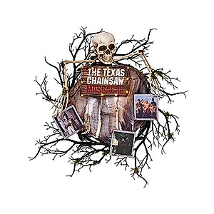 Spirit Halloween The Texas Chainsaw Massacre Light-Up Leatherface Wreath | Officially Licensed | Horror Décor