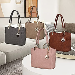 Mia K Collection Shoulder Handbag for Women: Vegan Leather Satchel-Tote Bag, Top-Handle Purse, Ladies Pocketbook Mustard