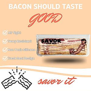 The Bacon Bag - EcoSmart Bacon Keeper - Reusable Silicone Bacon Storage Bag, BPA-Free, Leak-Resistant, Fresh Seal Design - Fridge Organizer for Bacon Lovers