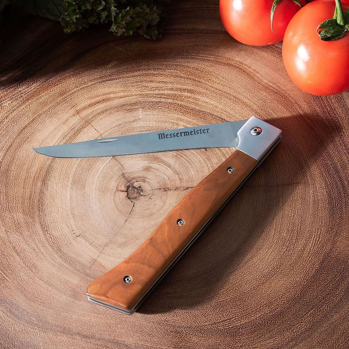 Messermeister Adventure Chef Folding 6” Fillet Knife - German Steel & Carbonized Maple Handle - Rust Resistant & Easy to Maintain