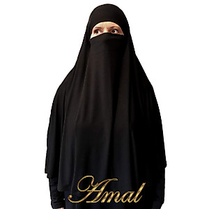 AMAL Niqab Muslim Nikab Women Burka Overhead Jilbab Long Hijab Abaya Khimar (Black)