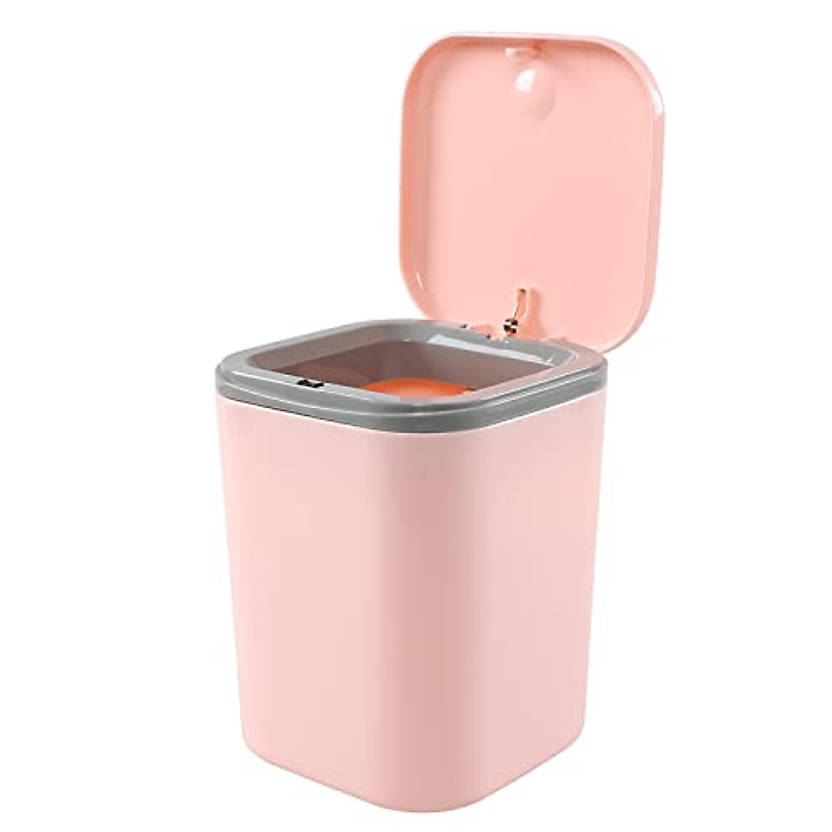 Xowine 0.5 Gallon Plastic Tiny Push-Button Trash Can, Desktop Mini Waste Can, Pink