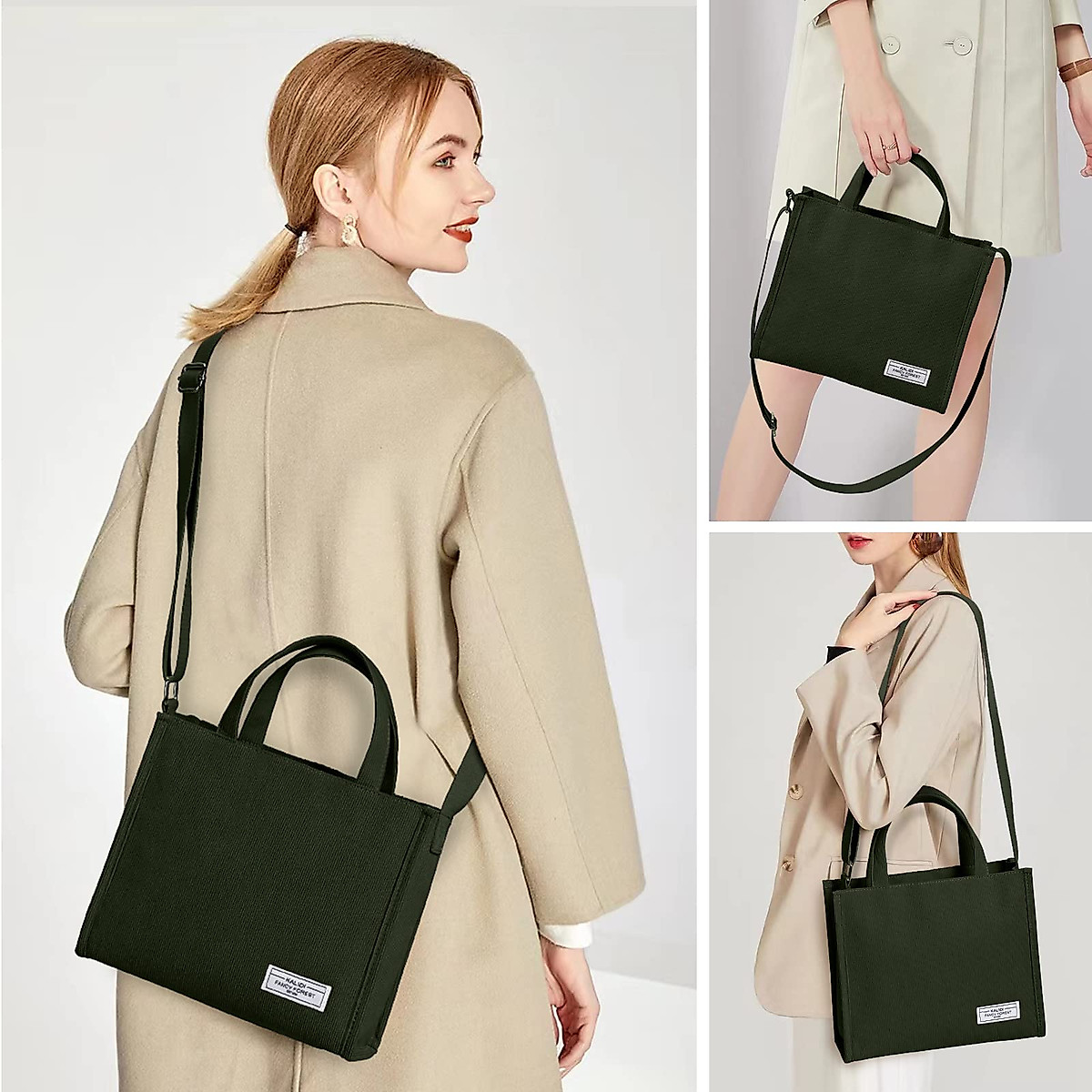 KALIDI Tote Bag Women Crossbody Bag Fashion Corduroy Tote Handbag Casual Hobo Shoulder bag with Zipper Pockets