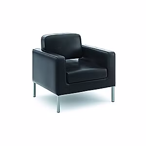 HON Corral Leather Club Chair, Guest Chair for Office Space, Black (HVL887)