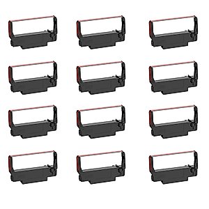 Bigger Replacement for ERC-30, ERC 30 34 38 B/R Compatible Ribbon Used with Epson ERC30 ERC34 ERC38 NK506 Printer (Black and Red, 12 Pack)