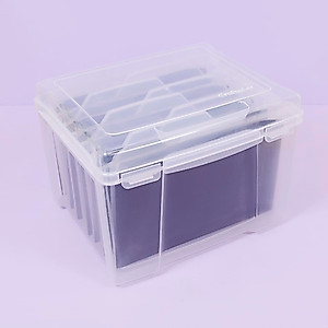 Craftelier - Die and Stamp Storage Box | Includes 6 Dividers, 7 Envelopes and 7 Magnetic Sheets | Size Approx. 26.67 x 22.86 x 19.05 cm (10.5" x 9" x 7.5") - Transparent Colour