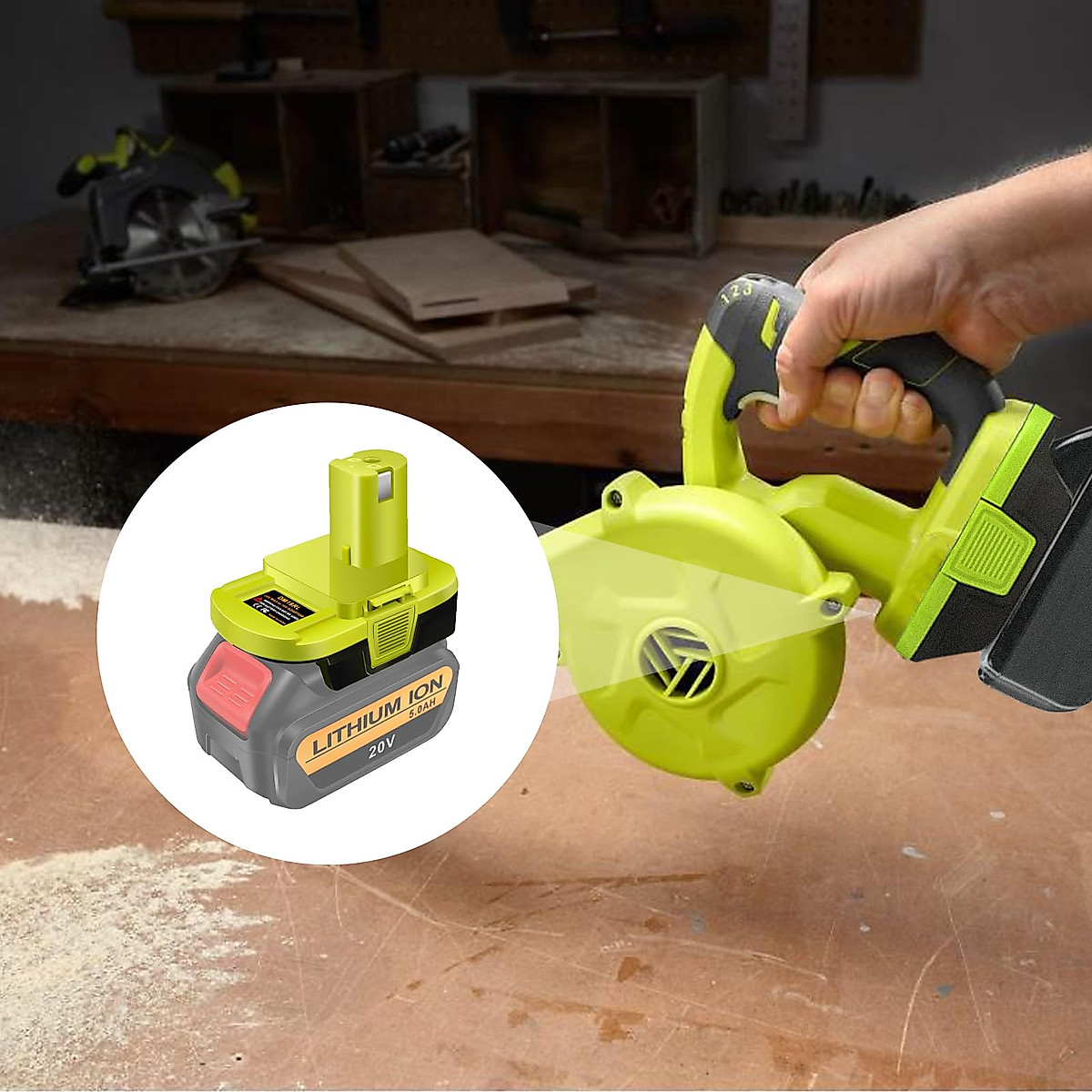 DM18RL Battery Adapter for Dewalt & for Milwaukee to for Ryobi Battery Adapter, Convert for Dewalt 20V Llithium Battery to for Ryobi Tool 18V P105 P107 P108 Battery with 5V 2.1A USB Charge