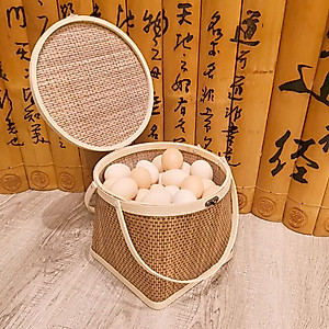 VOSAREA Egg Tray 1pc Shopping Basket Old Fashioned Bamboo Flower Basket Wicker Hamper