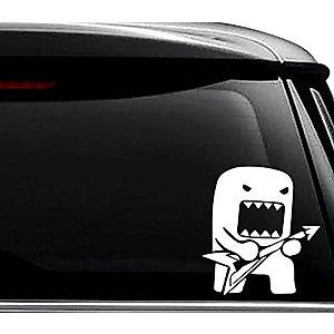 Domo Kun Monster Rockstar JDM Japanese Decal Sticker For Use On Laptop, Helmet, Car, Truck, Motorcycle, Windows, Bumper, Wall, and Decor Size- [8 inch] / [20 cm] Tall / Color- Matte Black