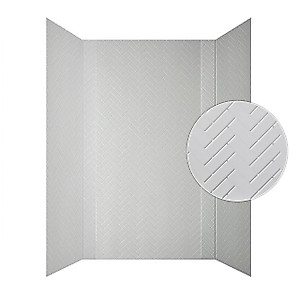 From Plain To Beautiful In Hours 133-HERR-KIT Herringbone Tile Tub and Shower Wall Panels Surround, Gloss White, 96 Square Feet