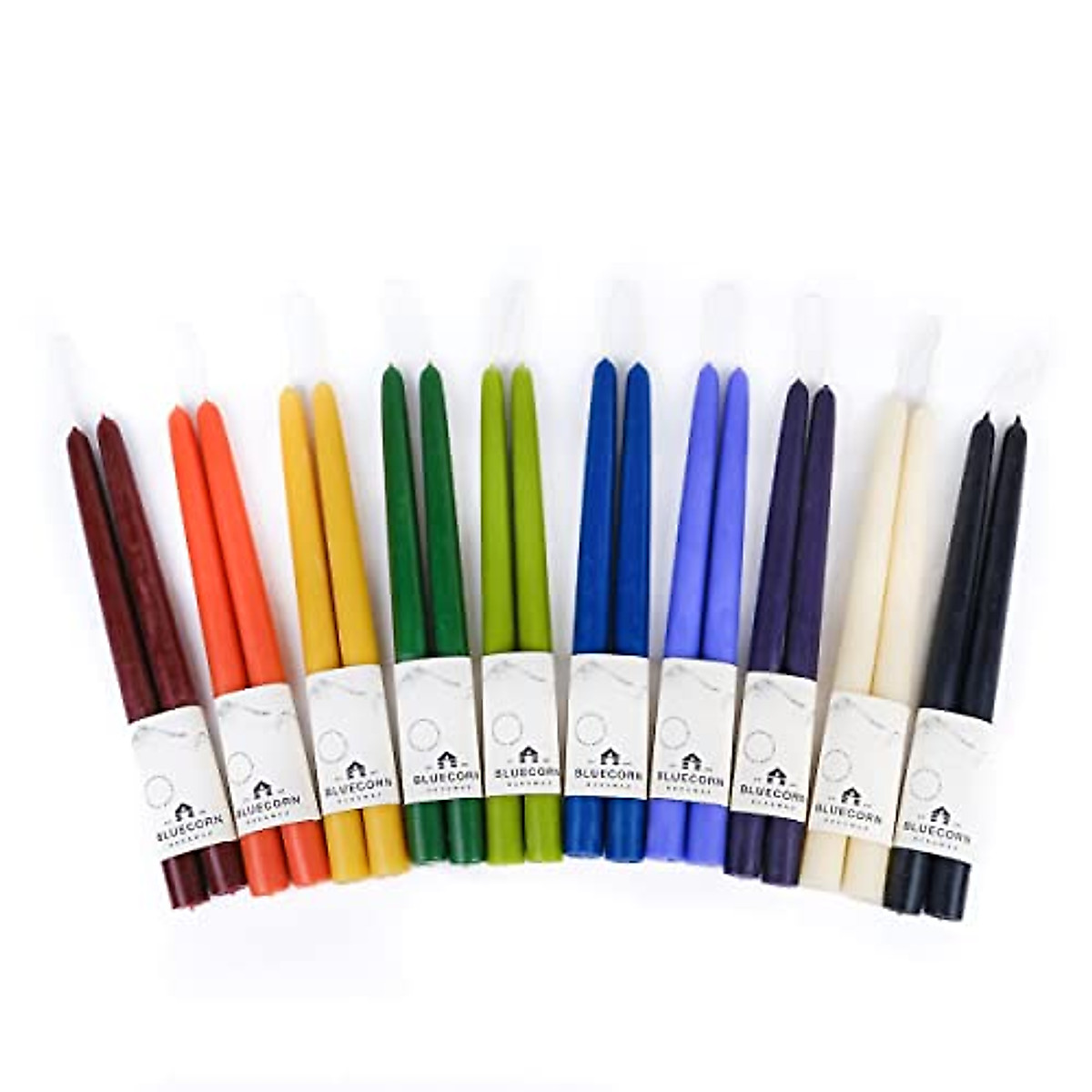 Bluecorn Beeswax 100% Pure Beeswax Taper Candles, Pair (2 Candles) (Raw, 8")