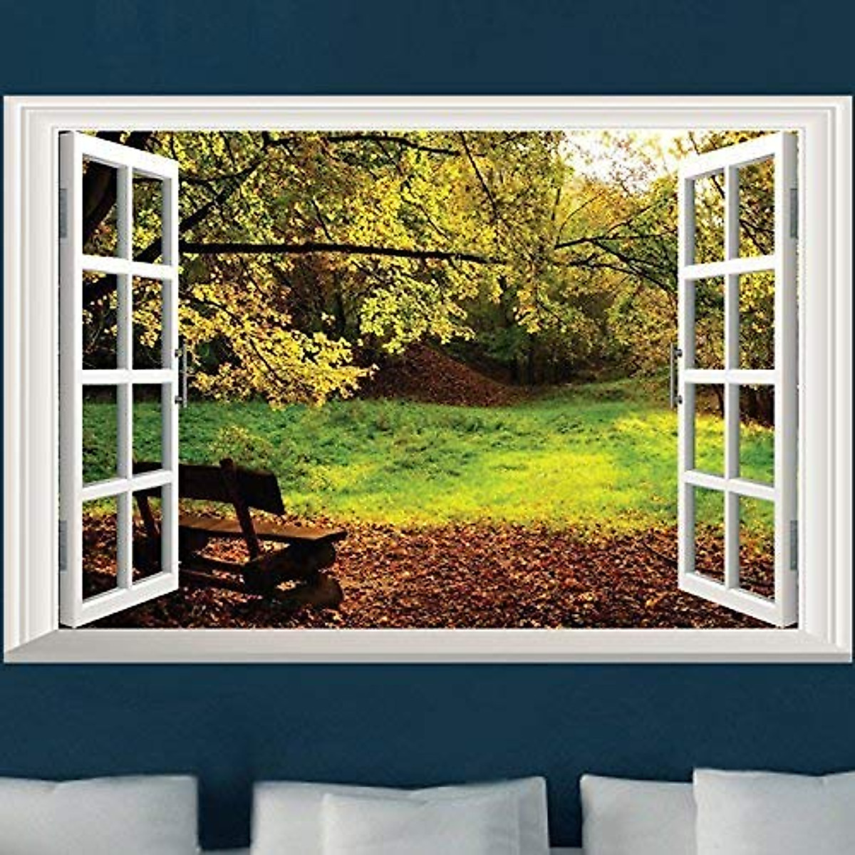 Home Find Fake Window Wall Decal View a Corner of Garden Faux Windows for Wall Stickers 3D Removable Murals Self Adhesive Vinyl Decor Bedroom Living Room Nursery Home Decoration 23 inches x 15 inches
