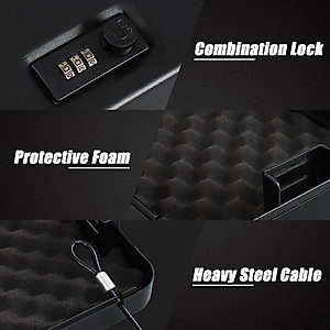 Dalmbox Gun Safe for Pistols X Large, 11 x 7 x 3 Inches, Handgun Lock Box with Combination Lock Portable Travel Pistol Safe for Car, Home, Travel