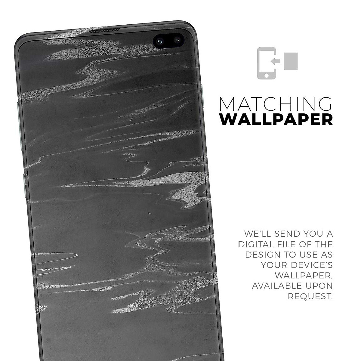 DesignSkinz Black & Silver Marble Swirl V2 Protective Vinyl Decal Wrap Skin Cover Compatible with The Samsung Galaxy S20 (Screen Trim & Back Glass Skin)