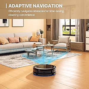 mollie Robot Vacuum and Mop with Wi-Fi/App, Automatic Self-Charging Robotic Vacuum Cleaner, 2800Pa Suction, Slim, Good for Hard Floors Carpets, Black