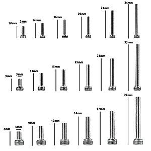 Canitu 1200PCS Metric Screw Assortment Kit,M2 M3 M4 Assorted Bolts and Nuts Kit Screws Nuts and Washers Hex Socket Head Cap Machine Screws for Home Projects (1200Pcs Hex Socket Head Cap Screw)