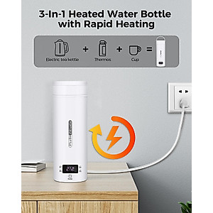 Travel Portable Electric Kettle, Small Mini Coffee Tea Kettle with 4 Temperature Settings, Fast Boiling Hot Water with Auto Shut-off, Stainless Steel, 17oz, White