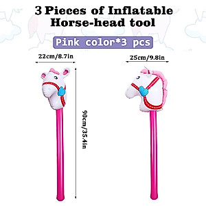 OBANGONG 3 Pcs Inflatable Stick Horse Inflatable Horse Head Stick Balloon Funny Stick Horse Toy for Kids Inflatable Horse on a Stick for Western Cowboy Pony Horse Baby Shower Cowboy Party Supplies