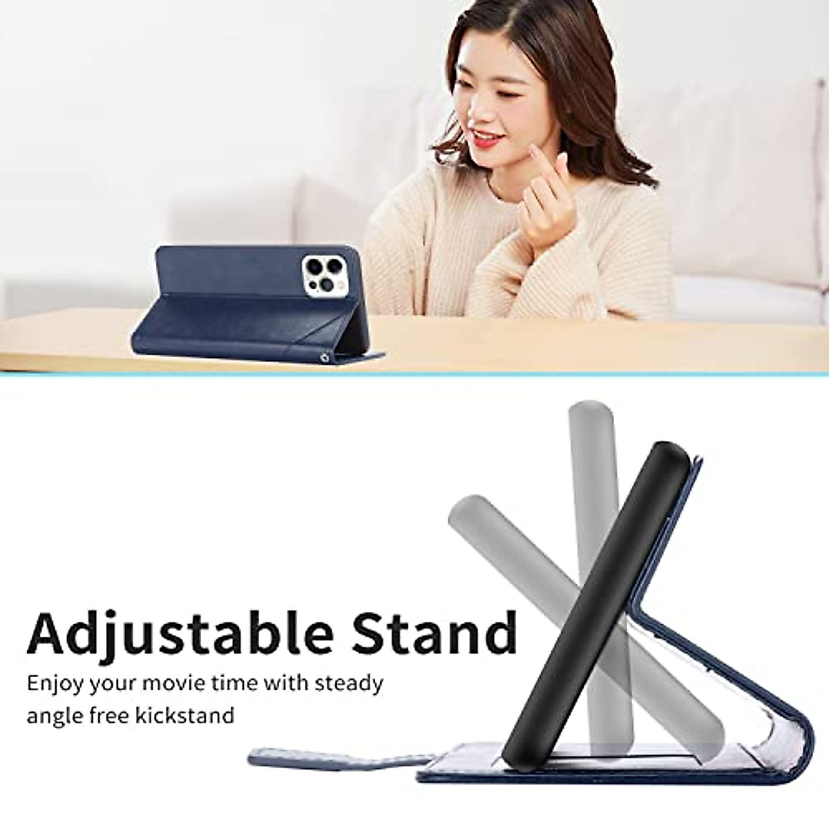 Fansipro Wallet Folio Case for Oppo RENO2 F, Premium PU Leather Slim Fit Cover for RENO2 F, 2 Card Slots, 1 Transparent Photo Frame Slot, Oil-Proof, Indigo [1 Piece]