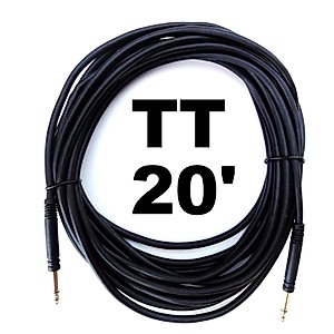 TT Bantam 20 Foot Gold Plug Patch Cable Cord - Quad Core - Black