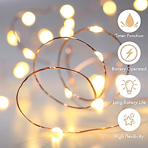 innotree 6 Pack LED Fairy String Lights Battery Operated with Timer, 10Ft 30LEDs Battery Powered Copper Wire Mini Firefly Twinkle Lights for Bedroom, Christmas, Wedding, Party Decoration, Warm White