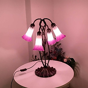 Bieye LS03 Lily Flower Blown Glass Lampshade (White Purple, Opening I.D. 1.26" x O.D. 1.5")