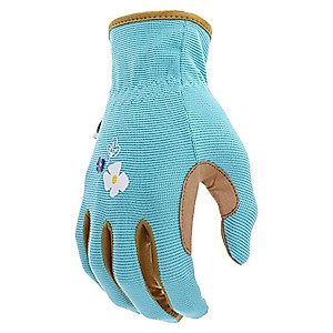 Miracle-Gro MG86202 Synthetic Leather Palm Gloves – [Blue/Tan, Small/Medium], Touchscreen Compatible